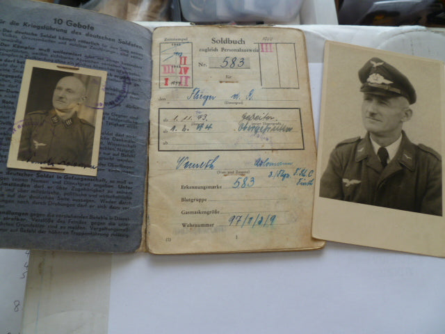 german ww2 luftwaffe soldbuch to flyer with extra photo and history ...