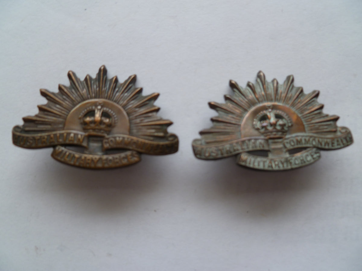 aust rising sun collar badges PAIR good cond m/m stokes – Militaria Shop
